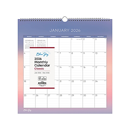 2026 Blue Sky Monthly Wall Calendar 12 x 12 Desert Sunset January To ...