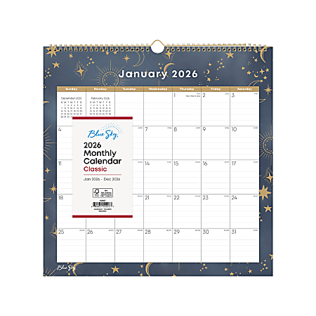 2026 Blue Sky Monthly Wall Calendar 12 x 12 Starlitza January To ...