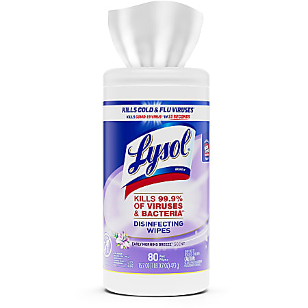 Lysol Disinfecting Wipes Early Morning Breeze Scent 80 Wipes Per Canister Carton Of 6 Canisters ...