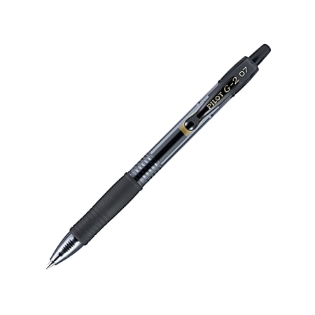 Pilot G 2 Retractable Gel Pens Fine Point 0.7 mm Clear Barrels Black ...