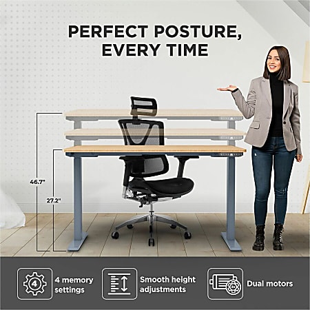 Rise Up Electric 48 W Standing Computer Desk Natural Bamboo - Office Depot