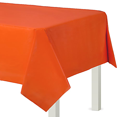 Amscan Flannel Backed Vinyl Table Covers 54 x 108 Orange Set Of 2 ...