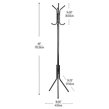 Mind Reader Coat Rack Multi Hook Organizer for Office or Entryway 69 H ...