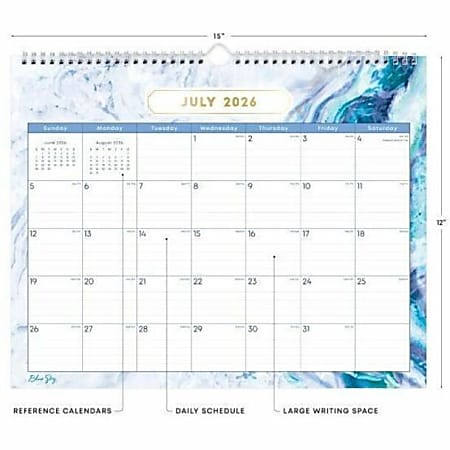 Wall Calendar BS Gemma 15x12 AY26 27 Monthly Safety Wirebound - Office ...