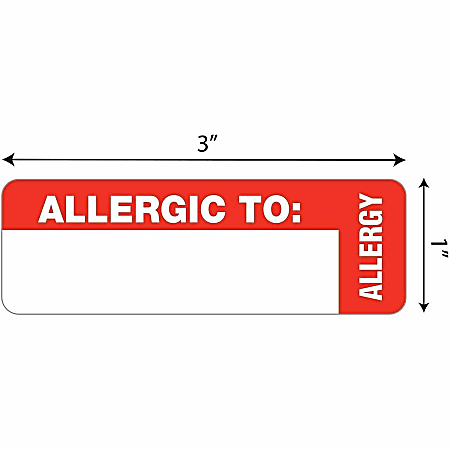 Tabbies Permanent Allergic To Medical Wrap Label Roll TAB40562 Red Roll ...