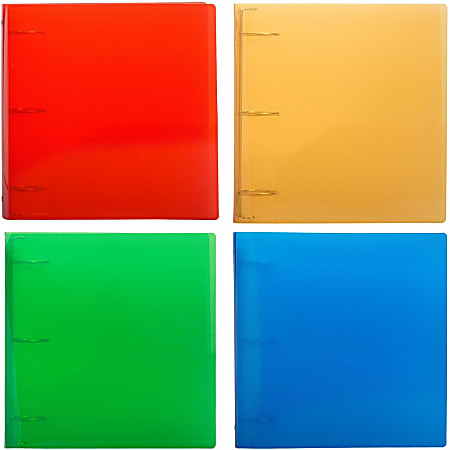 JAM PAPER 3 Ring Plastic Binder 2 inch Assorted 4Pack - Office Depot