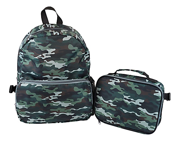 Office Depot Brand School Backpack And Lunch Box Set Green Camouflage ...