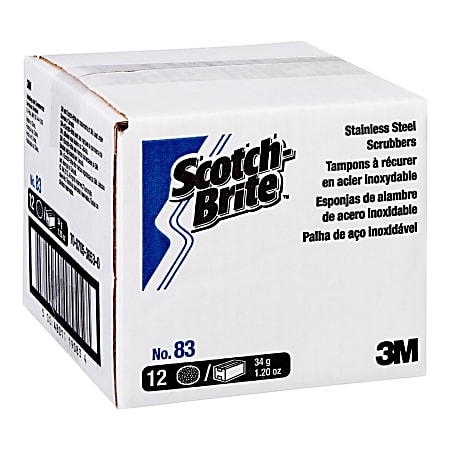 Scotch Brite Stainless Steel Scrubber No. 84 1.75 Oz Silver Box Of 12 ...