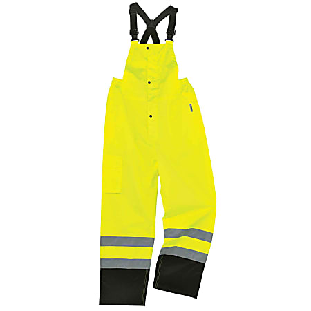 Ergodyne GloWear 8918BK Class E Black Bottom Rain Bibs 3X Lime - Office Depot