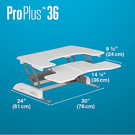 VariDesk Pro Plus 36 White Manual Standing Desk Riser 17 12 H x 36 W x ...