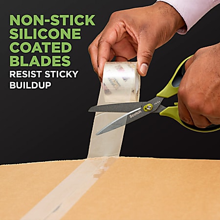 Scotch Non Stick Unboxing Scissors 8 Pointed Green - Office Depot