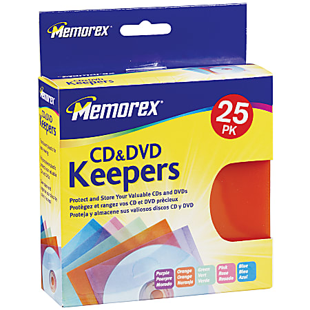 Memorex CD DVD Keepers Assorted Colors Pack Of 25 - Office Depot