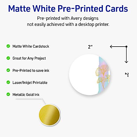Avery Printable Round Cards With Sure Feed Technology 2 Matte White ...