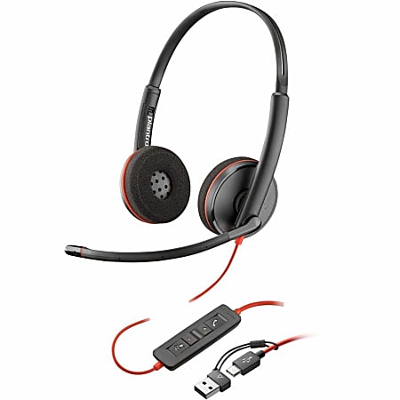 Poly Blackwire 3220 Stereo USB C Headset USB CA Adapter Stereo USB Type ...
