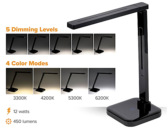 Bostitch Wireless Charging LED Desk Lamp 12 18 H Black - Office Depot