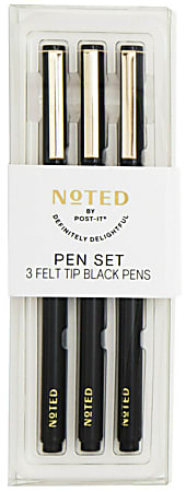 Noted by Post it Felt Tip Pens Fine Point 0.5 mm Black Ink Black ...