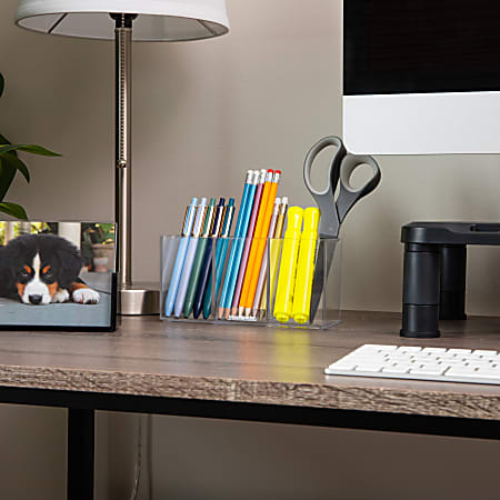 Mind Reader Pen And Accessories Holder 3 12 H x 2 12 W x 7 D Clear ...