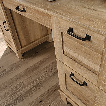 Sauder Garden Villa 59 W Double Pedestal Computer Desk Orchard Oak ...
