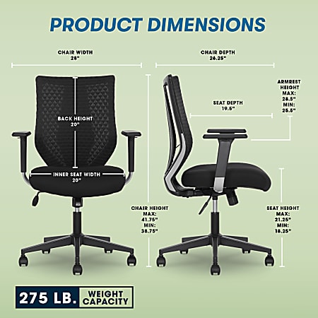 Serta SitTrue Riverdale Ergonomic MeshFabric High Back Task Chair ...