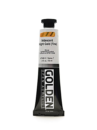 Golden OPEN Acrylic Paint 2 Oz Tube Iridescent Bright Gold Fine - ODP ...