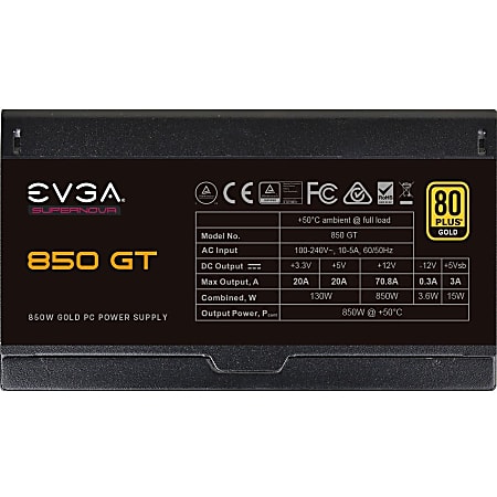 EVGA GT 850W Power Supply Compact 120 V AC 230 V AC Input 5 V DC 3.3 V ...