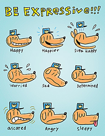 Scholastic Dog Man Feelings Chart 22 H x 17 W Blue - Office Depot