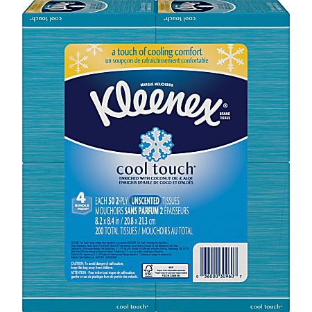 Kleenex Cool Touch Facial Tissues Blue 60 Tissues Per Box Pack Of 4 ...