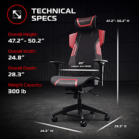 RESPAWN FLEXX Mesh Gaming Chair With Lumbar Support Red RSPPRMB03RED ...