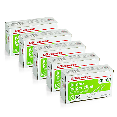 Office Depot Paper Clips Jumbo 500 Total Silver Pack Of 100 Case Of 5 ...