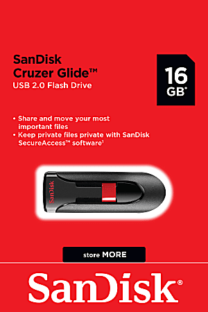 SanDisk Cruzer Glide USB 2.0 Flash Drive 16 GB - Office Depot