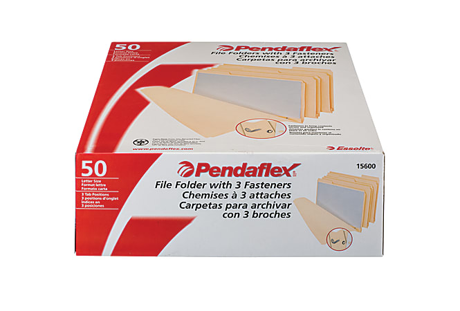 Pendaflex® File Folders With Fasteners, 8 1/2" x 11", 10% Recycled ...