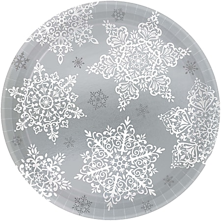Amscan Christmas Shining Season Paper Plates, 7", Silver/White, 60 ...