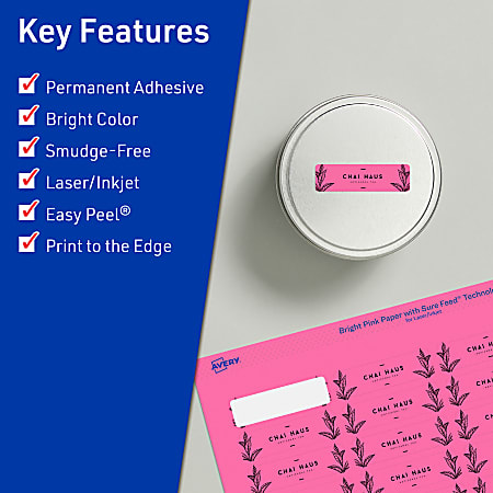 Avery Print To The Edge Labels With Sure Feed Technology And Easy Peel ...