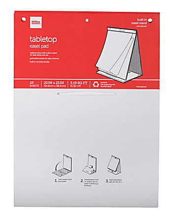 Office Depot Brand Easel Pad 20 x 23 Tabletop with Built In Stand 25 Sheets 30percent Recycled ...
