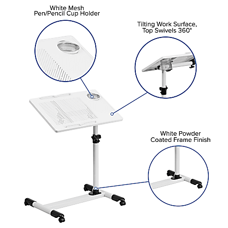 Flash furniture black adjustable height steel mobile computer desk store