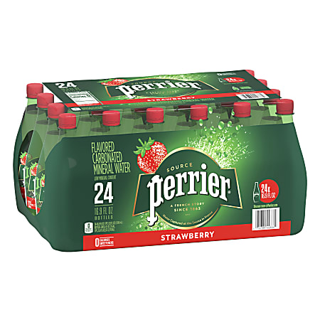 Perrier Flavored Sparkling Mineral Water Strawberry 16.9 Oz Pack Of 24 ...