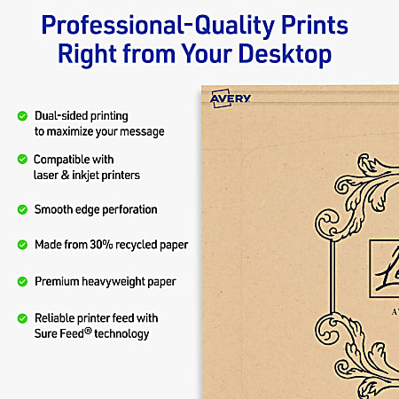 Avery Printable Flat Cards With Sure Feed Technology 5 x7 Arched ...