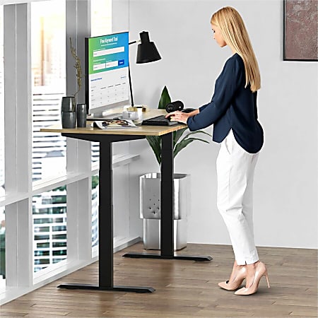 Rise Up Electric 48 W Standing Computer Desk Natural Black