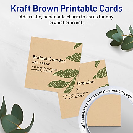 Avery Printable Note Cards With Sure Feed Technology 3 x 3 Square Kraft ...