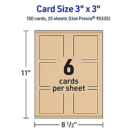 Avery Printable Note Cards With Sure Feed Technology 3 x 3 Square Kraft ...
