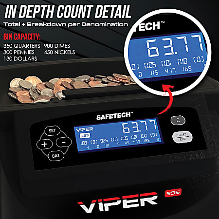 SAFETECH Viper V395 Coin Counter Sorter And Wrapper 11 12 H x 14 716 W ...