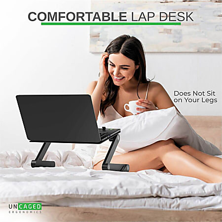 WorkEZ Best adjustable ergonomic laptop stand and lap desk with mouse pad black Office Depot