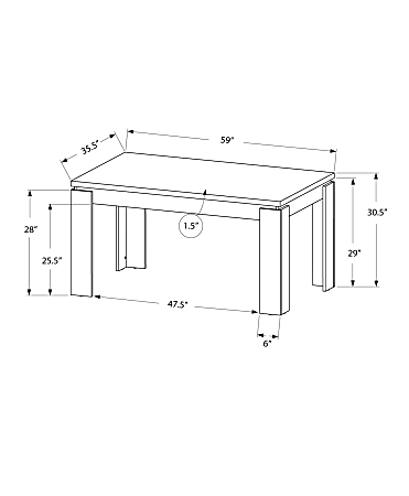 Monarch Specialties Ellie Dining Table 30 12 H x 59 W x 35 12 D White ...