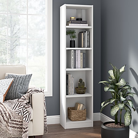Bush furniture universal 5 shelf bookcase in pure white store