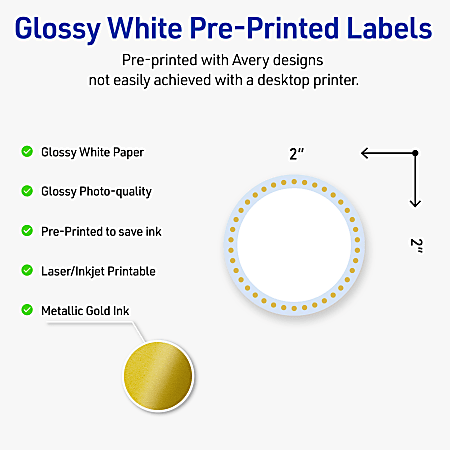 Avery Print To The Edge Labels Sure Feed S00 D2G PRWGP10 2 Round Glossy ...