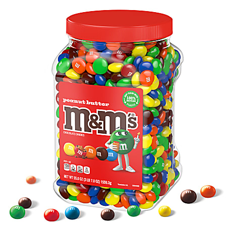 M Ms Peanut Butter Milk Chocolate Candy Jar 55 Oz - Office Depot