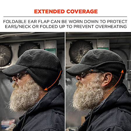 Ergodyne N Ferno 6807 Winter Baseball Cap With Ear Flaps Black - Office ...