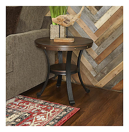 Powell Vinessa Round Side Table 23 H x 24 W x 24 D Rustic Umber ...