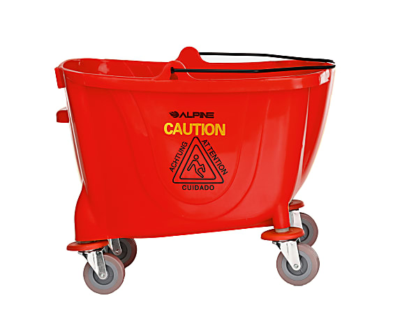 Alpine PVC Mop Bucket With Side Wringer 36 Qt 35 H x 15 W x 25 D Red ...