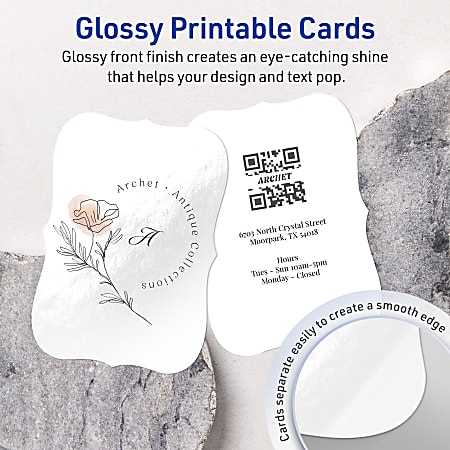 Avery Printable Invitation Cards 5 x 7 Rectangle Flourished Edge Glossy ...